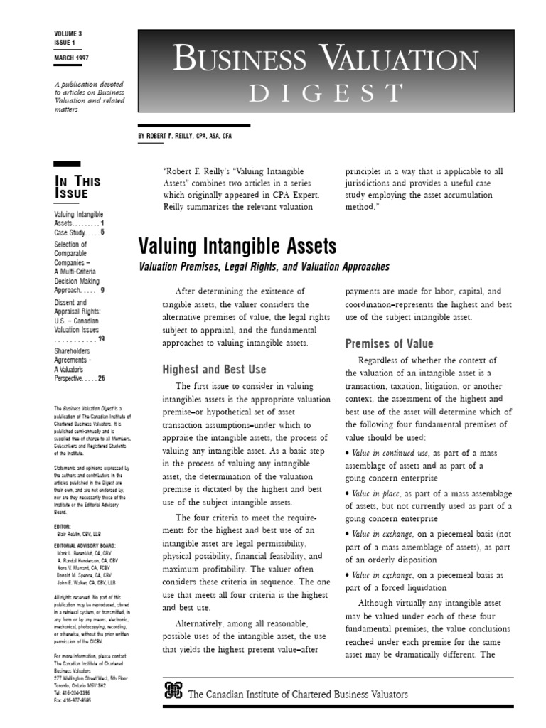 Valuing Intangible Assets | PDF | Valuation (Finance) | Real Estate Appraisal
