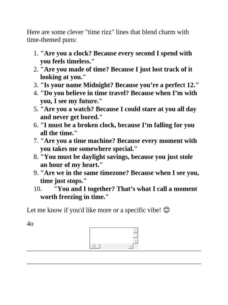 Clever Time-Themed Pickup Lines | PDF