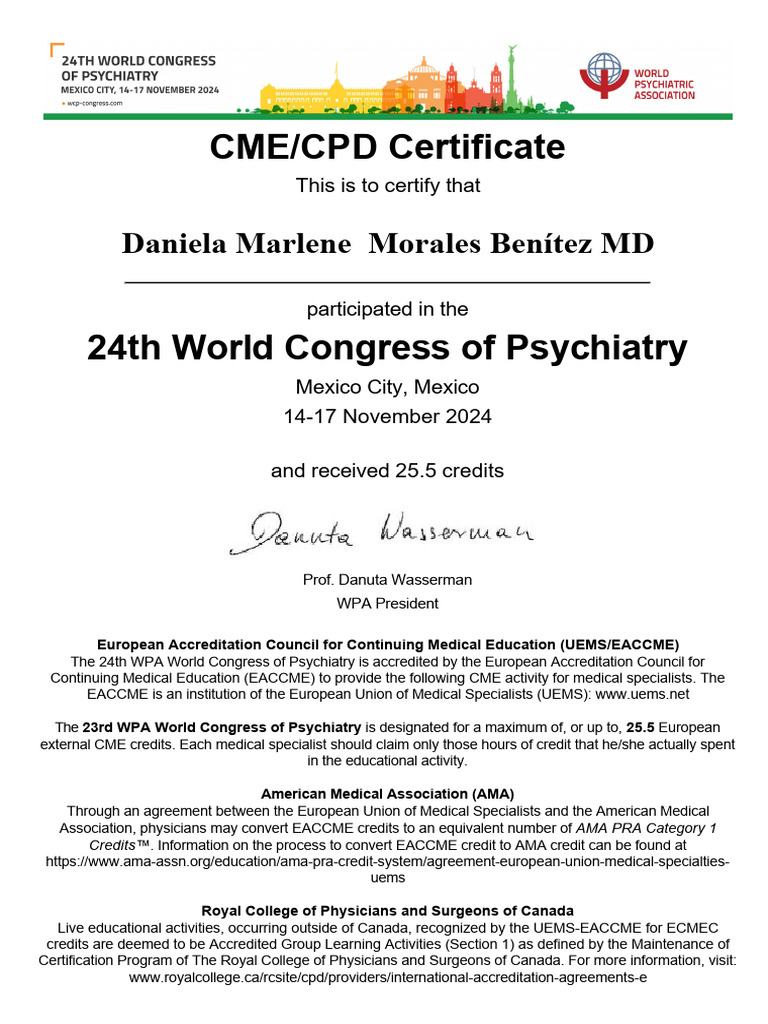 CME - CPD Certificate WCP 2024 | PDF