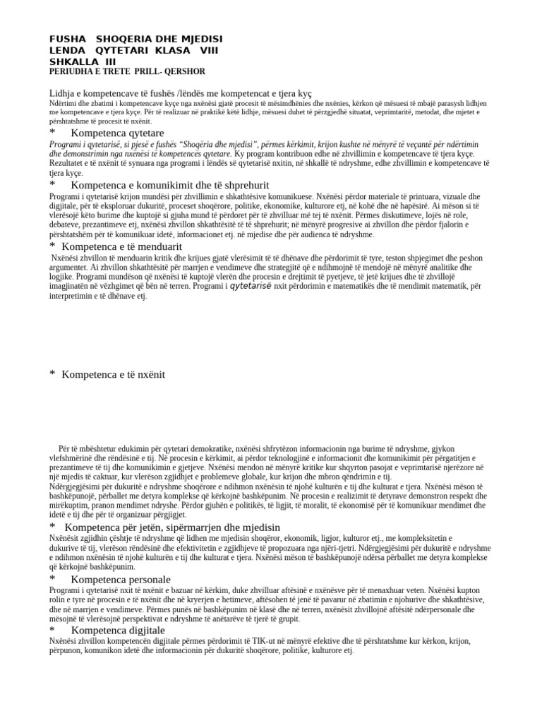 Qytetari 8 Periudha 3 | PDF