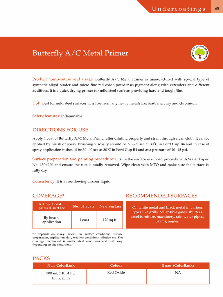 Butterfly AC Metal Primer - PDS | PDF