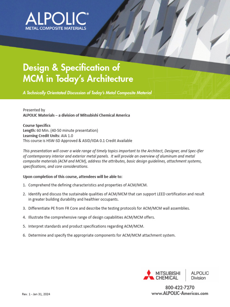 AIA 1 - R1 Design Specifications Course Overview | PDF