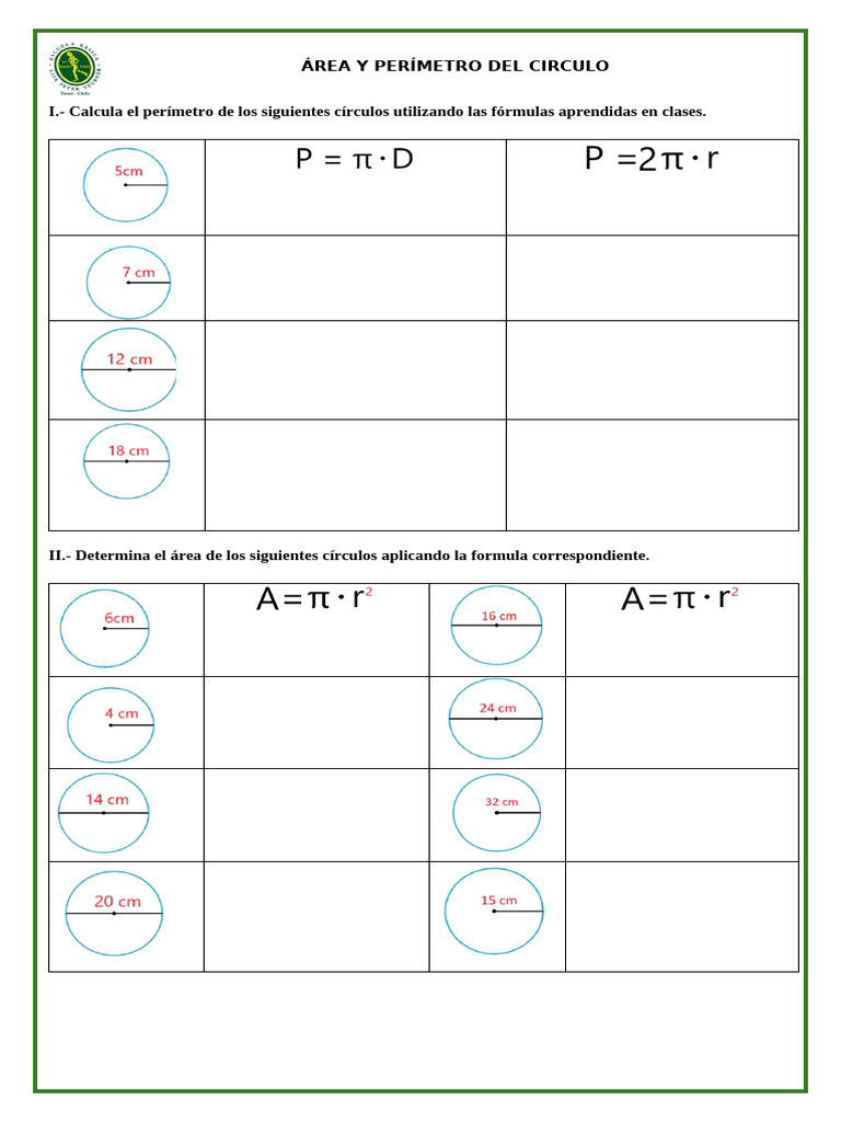 Área y Perimetro de Un Circulo Medir y Crear | PDF