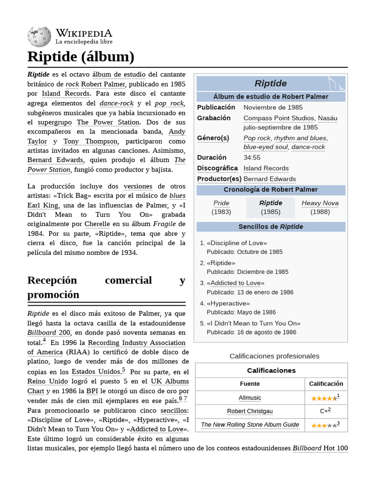 Riptide_(álbum) | PDF | Grabación de sonido | Industria de la música
