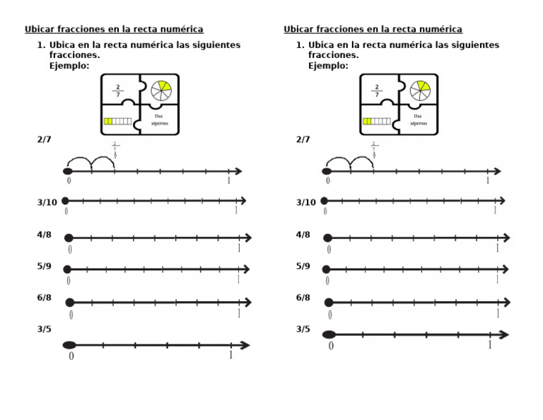 Ubicación de Fracciones en la Recta Numérica | PDF