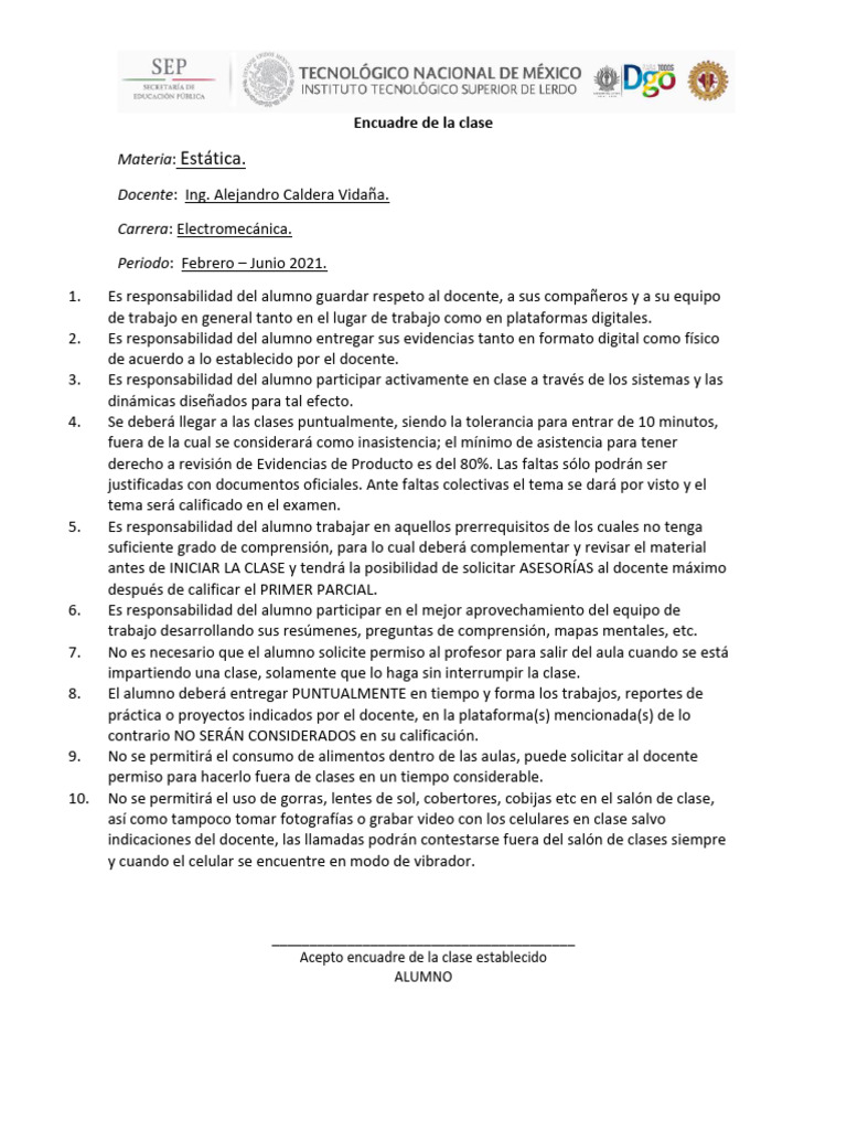 Encuadre y Reglamento | PDF