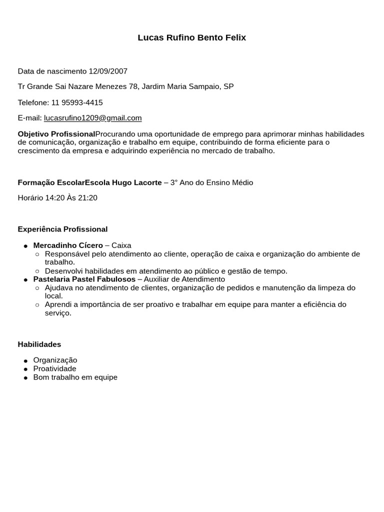 Lucas Rufino - Curriculo PDF | PDF