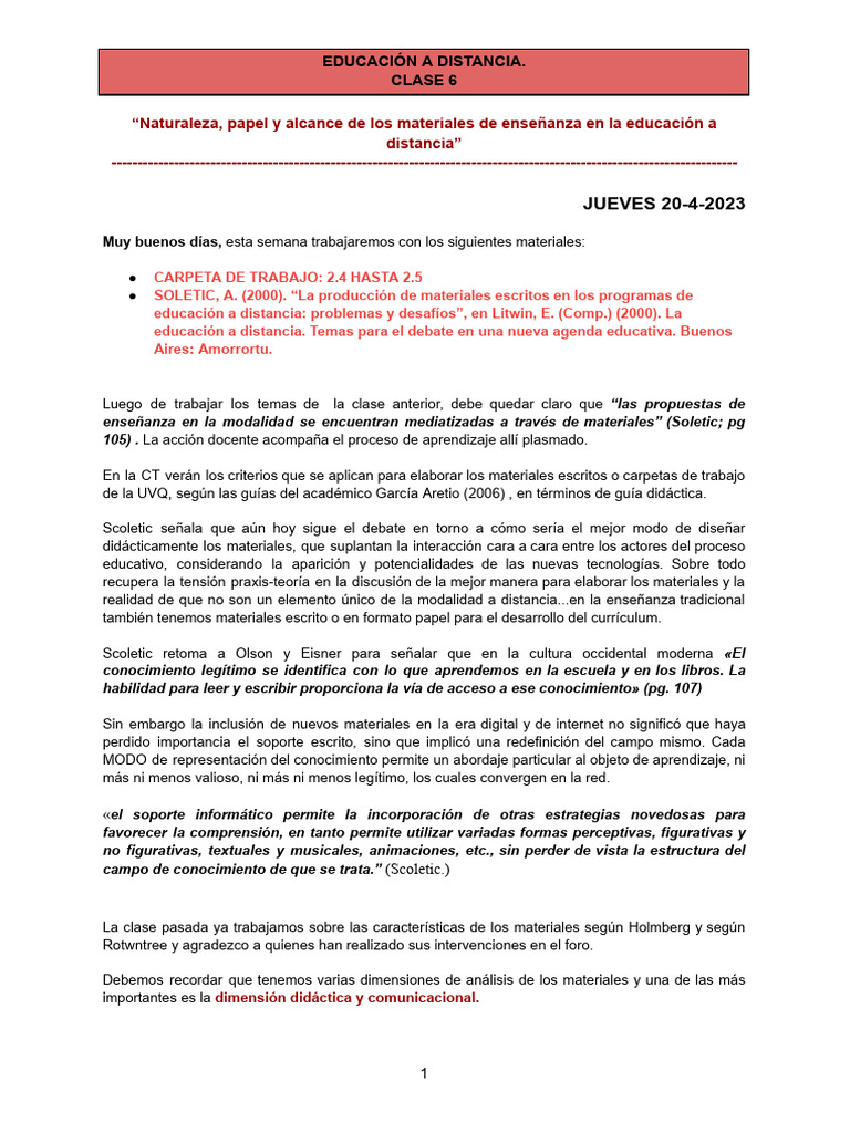 Clase 6 - Edis | PDF | Enseñando | Educación a distancia