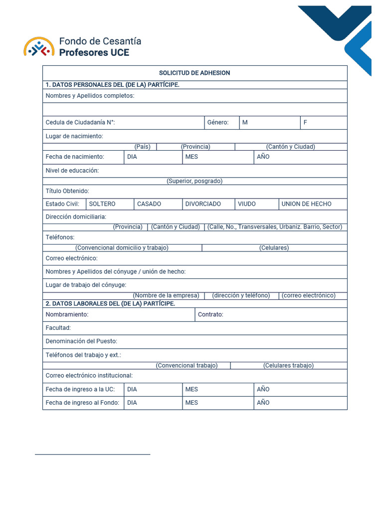 Formulario de Adhesion | PDF