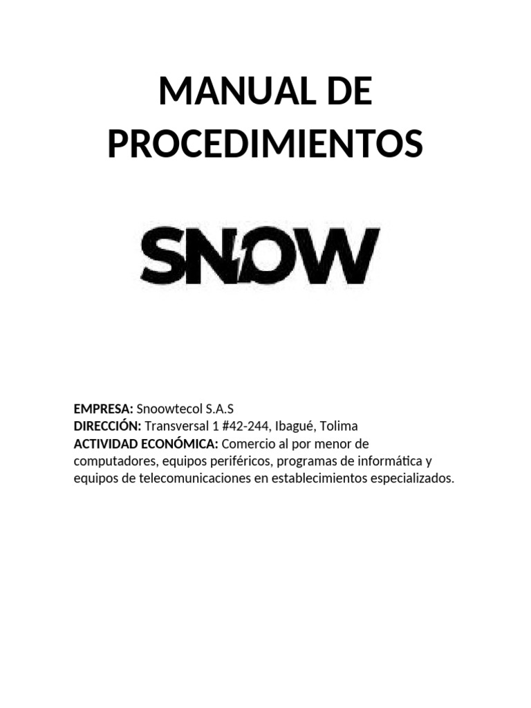 Manual de Procedimientos | PDF | Calidad (comercial) | Business