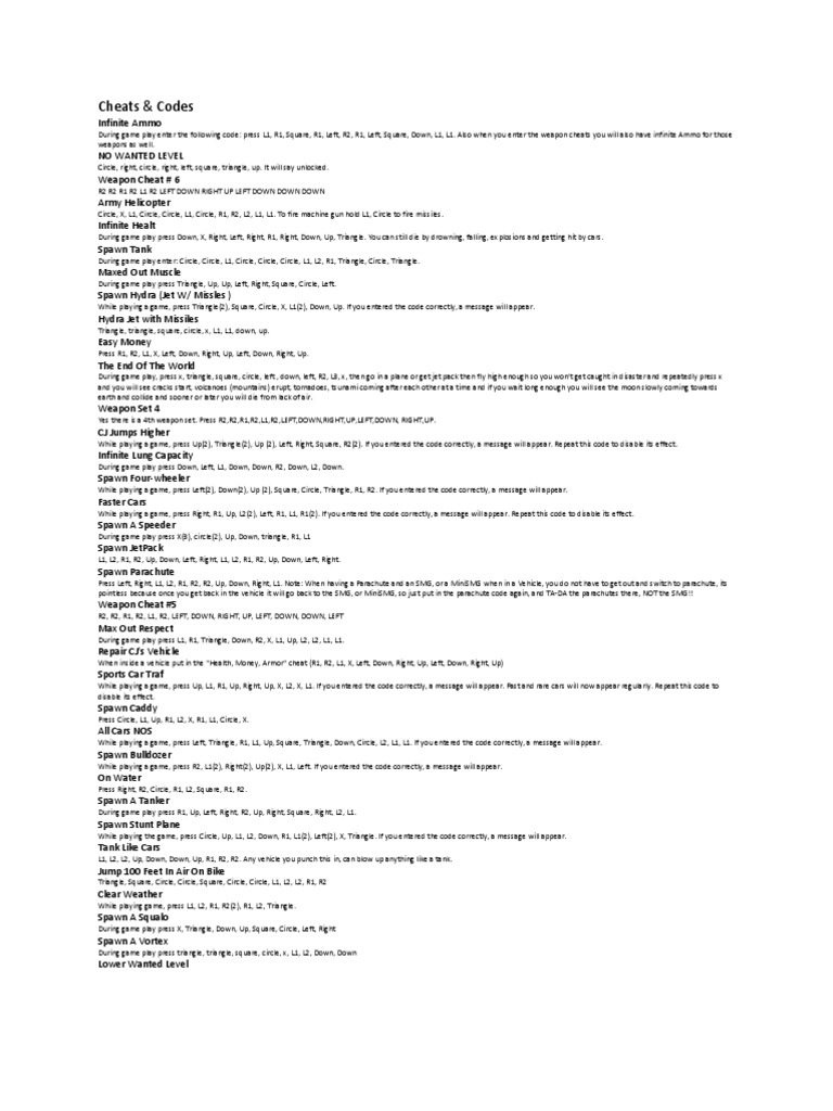 Cheats & Codes | PDF | Weaponry