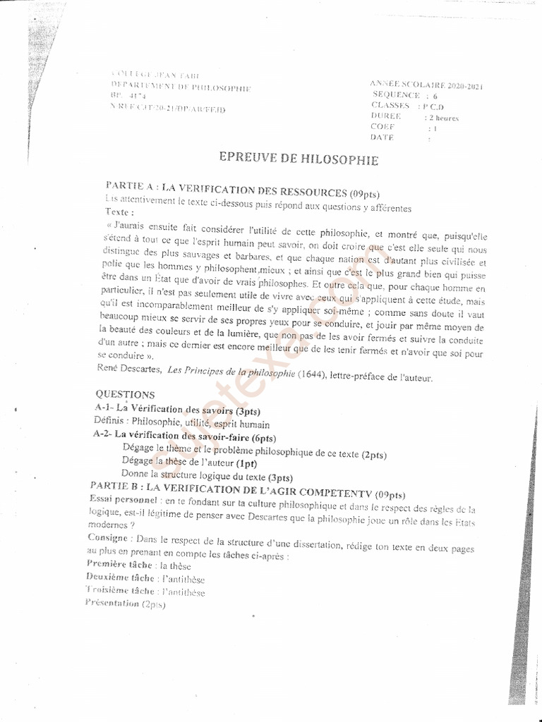 Philo 1ereCDTI 5e Seq Col - Jean.tabi 2020 | PDF