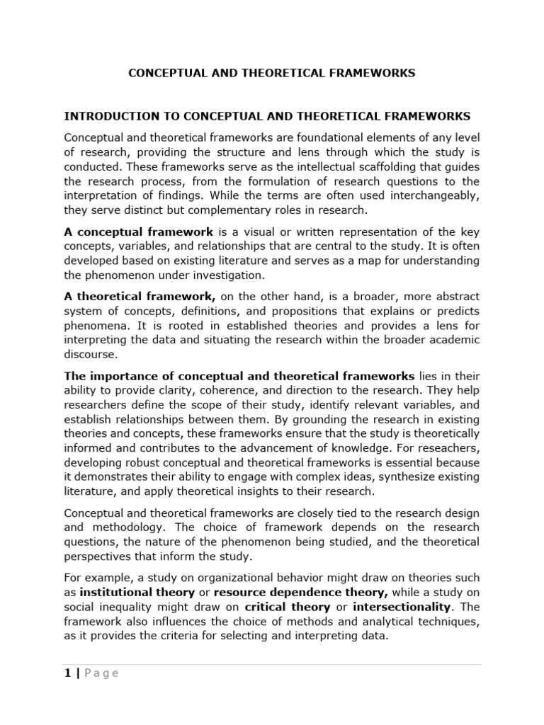Xconceptual and Theoretical Frameworks | PDF | Theory | Conceptual Model