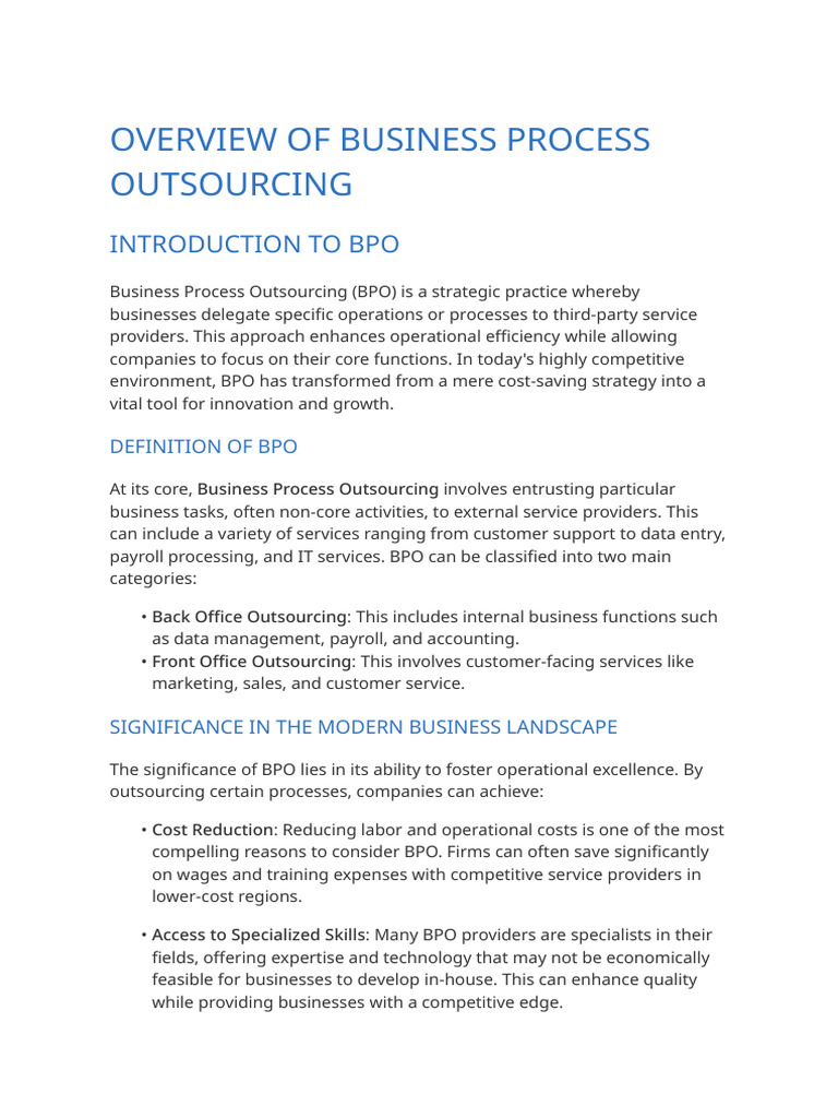 Overview of Business Process Outsourcing | PDF | Outsourcing | Computer Security