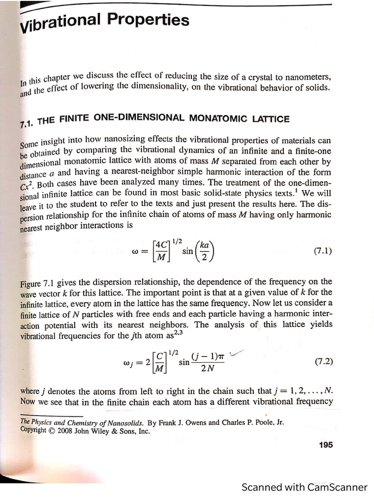 Unit II Vibrational Properties Notes | PDF