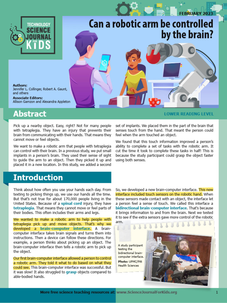 Robotic Arm Control via Brain Interface | PDF | Neuroscience | Nervous ...
