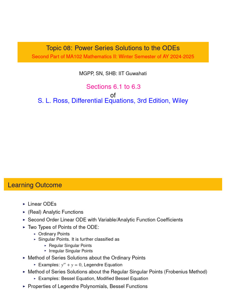 2025-ODE-Topic-08-Handout | PDF | Power Series | Ordinary Differential Equation