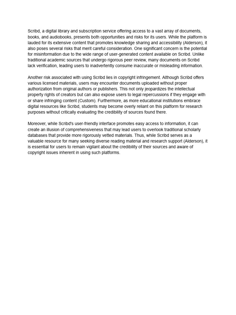 Risks and Benefits of Using Scribd | PDF