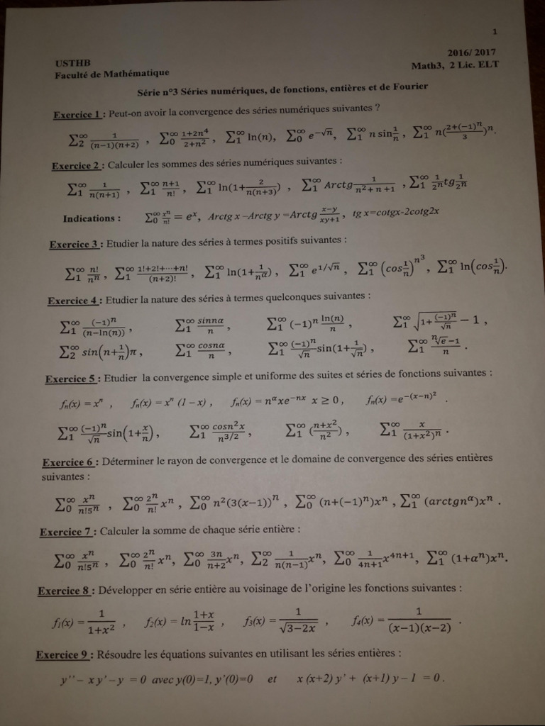 TD MATH 3 (Les séries) | PDF