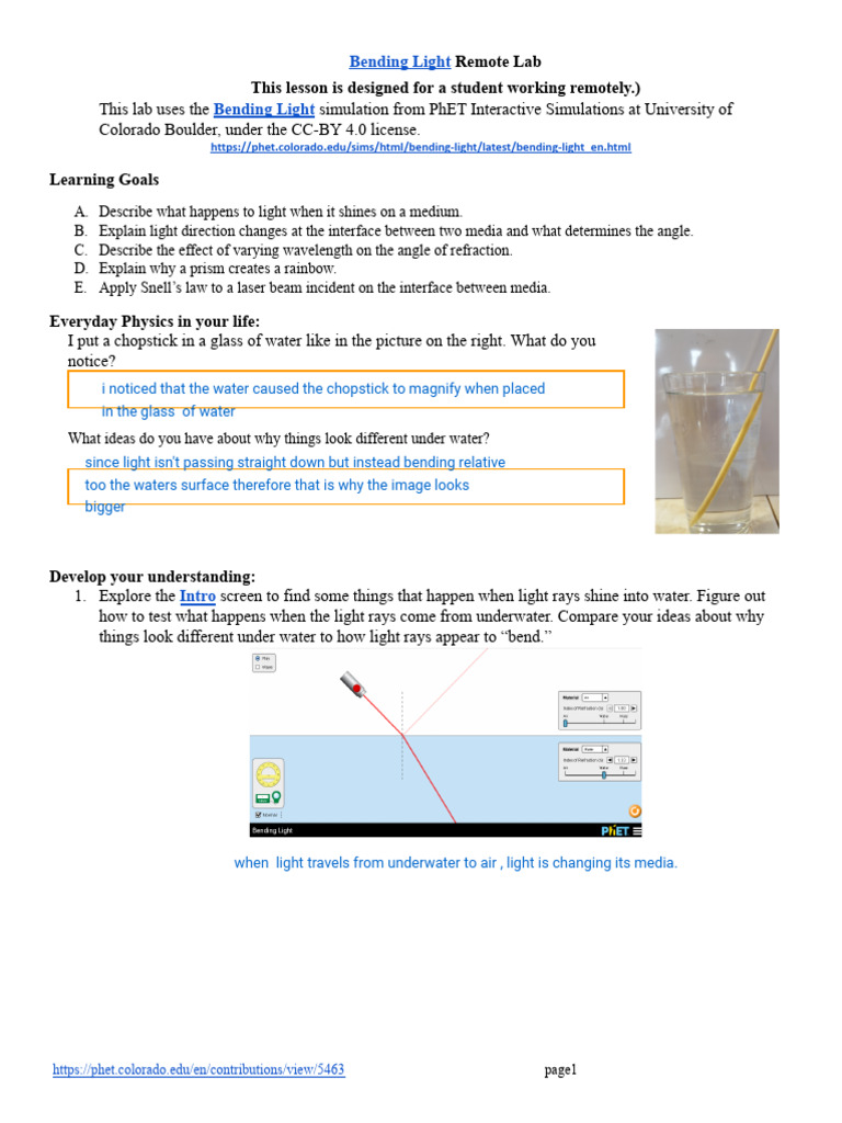 Aiden Mohammed de Loza - Refraction - Bending Light | PDF | Refraction | Light