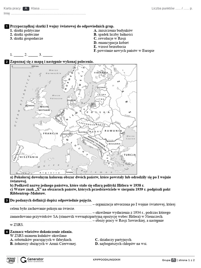 Rozdział VI. Lekcja Powtórzeniowa Karta Pracy | PDF