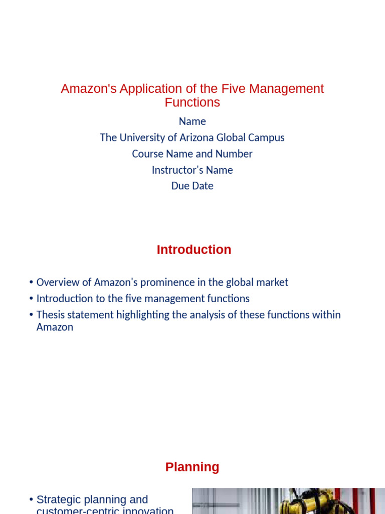 Amazon's Application of The Five Management Functions | PDF ...