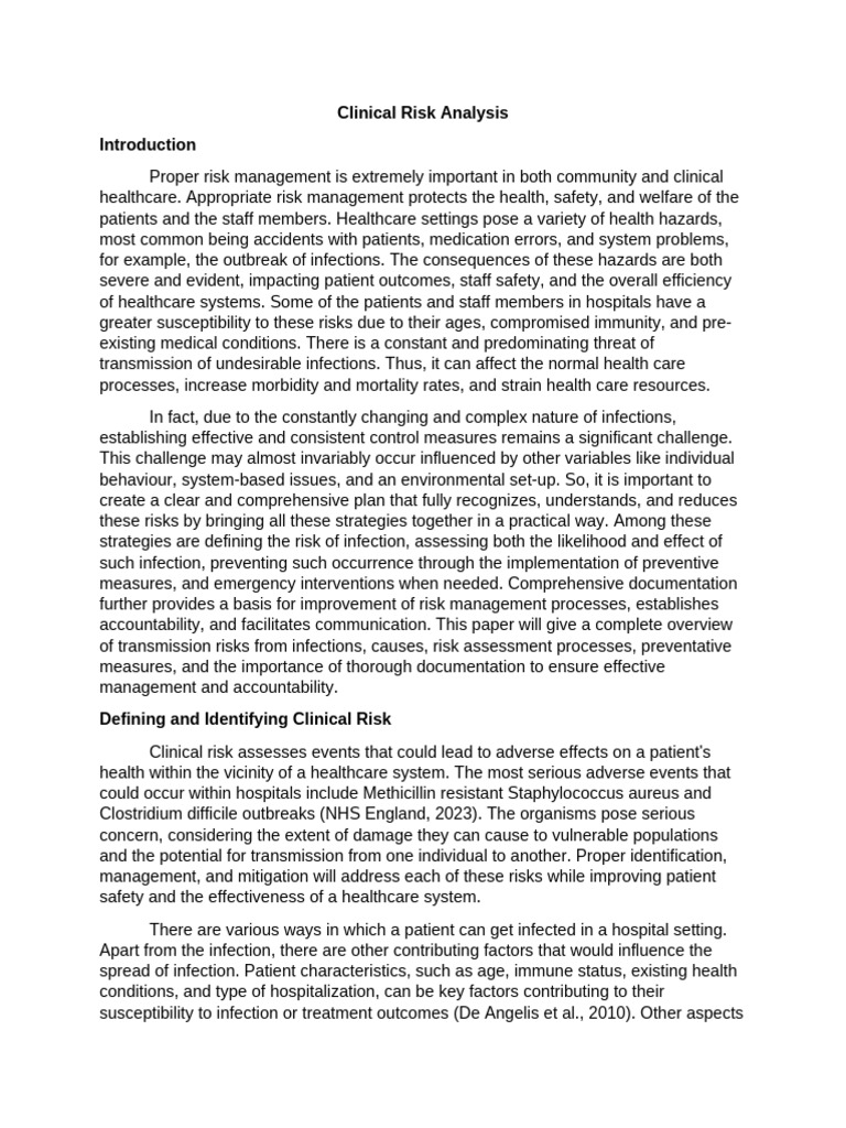 Clinical Risk Analysis | PDF | Risk | Risk Management