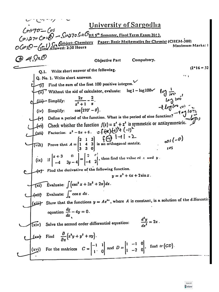 Mathematics Past Papers | PDF