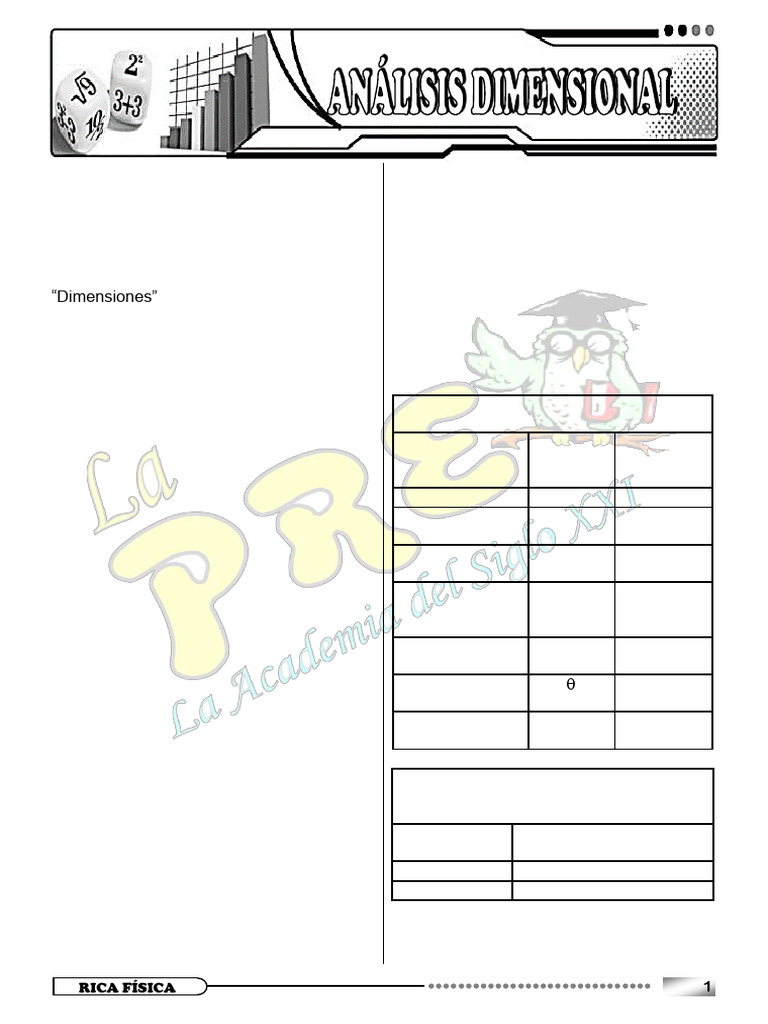 01 Análisis Dimensional | PDF | Sistema Internacional de Unidades ...