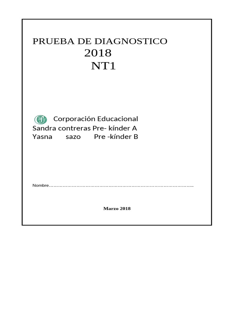 Prueba de Diagnostico Pre Kinder 2018 | PDF