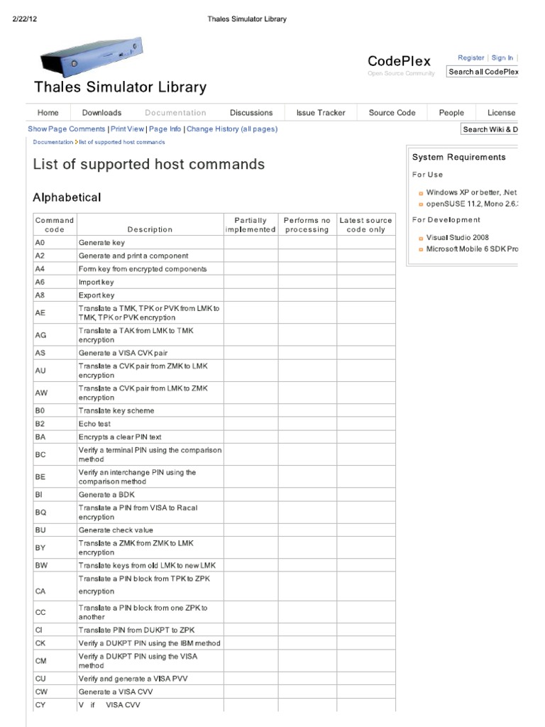 Command List Thales Simulator | PDF