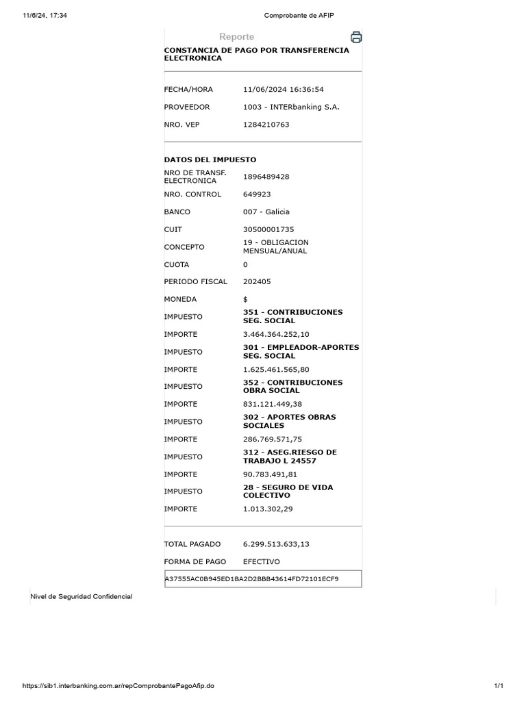 Pago Comprobante de Afip (2) .Pdfagosto | PDF