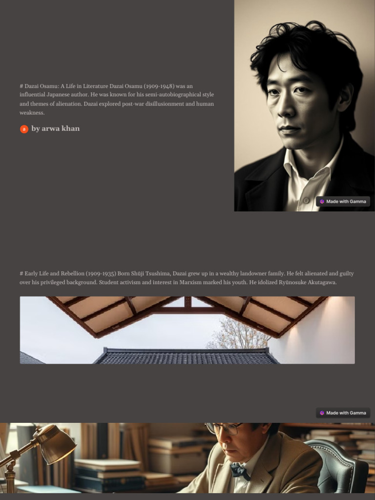 Dazai Osamu A Life in Literature Dazai Osamu 1909 1948 Was An Influential Japanese Author He Was ...