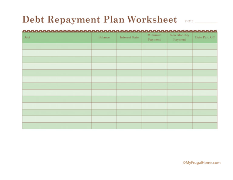 Debt Repayment Plan Worksheet | PDF