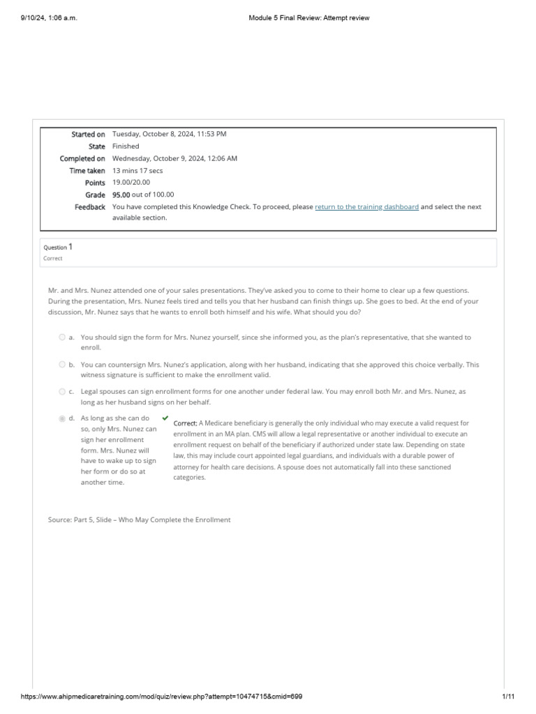Module 5 Final Review - Attempt Review | PDF | Medicare (United States ...