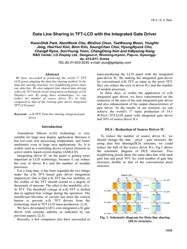 Data Line Sharing in TFT-LCD With the Integrated Gate Driver | PDF | Liquid Crystal Display ...