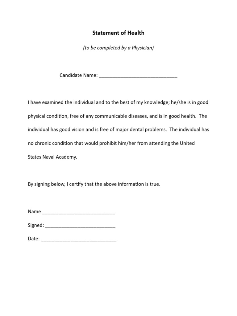 Statement of Health | PDF
