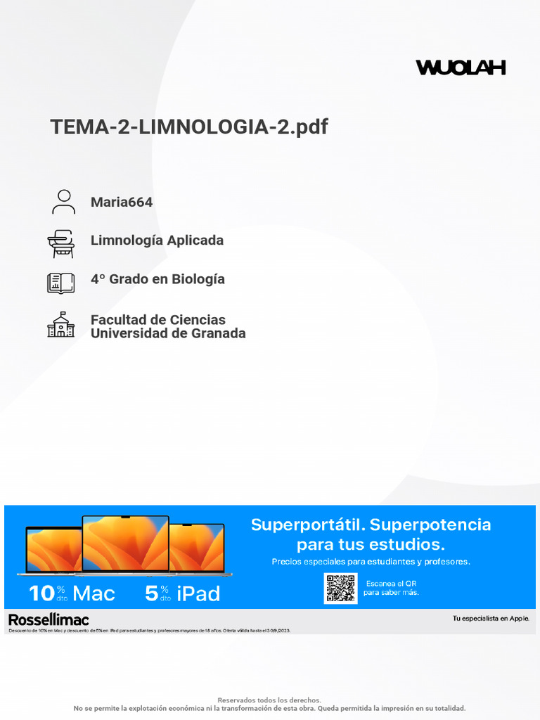 T2 - Maria - Wuolah Free TEMA 2 LIMNOLOGIA 2 | PDF | Espectro electromagnético | Radiación