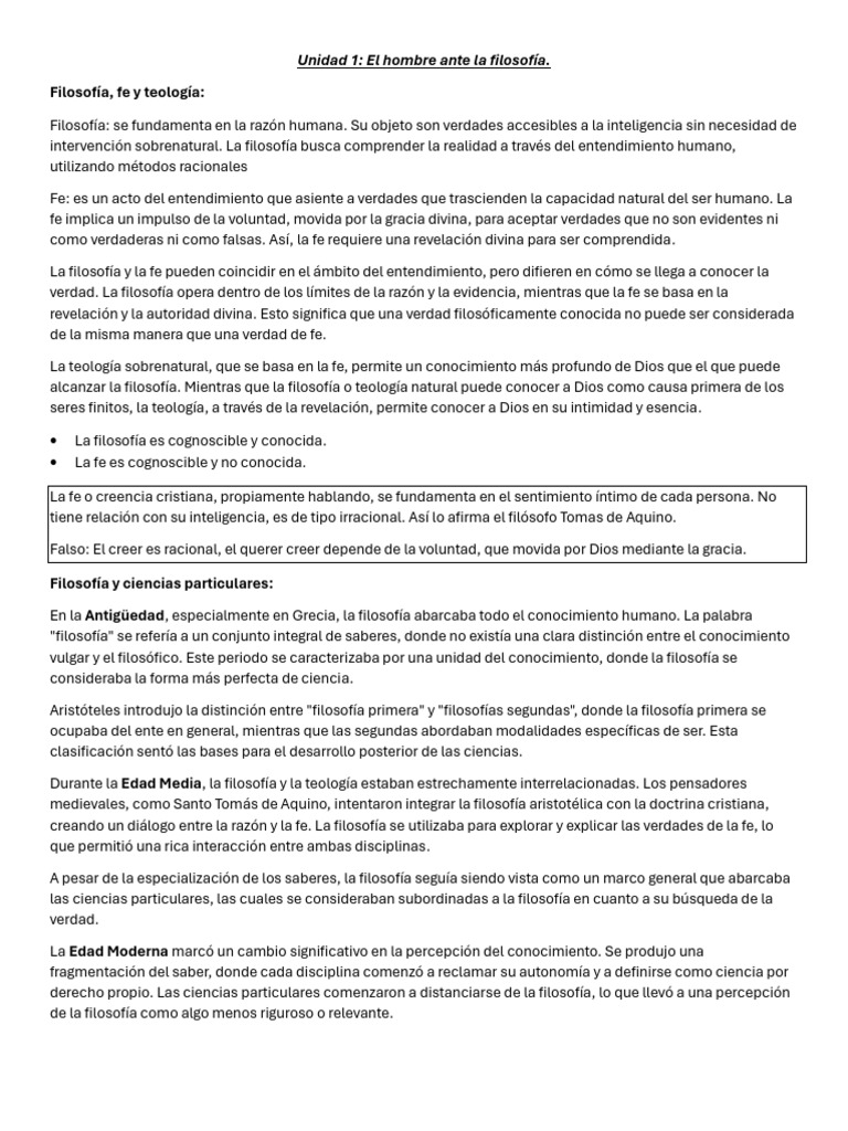 Filosofía, fe y teología: una exploración | PDF | Verdad | Existencia