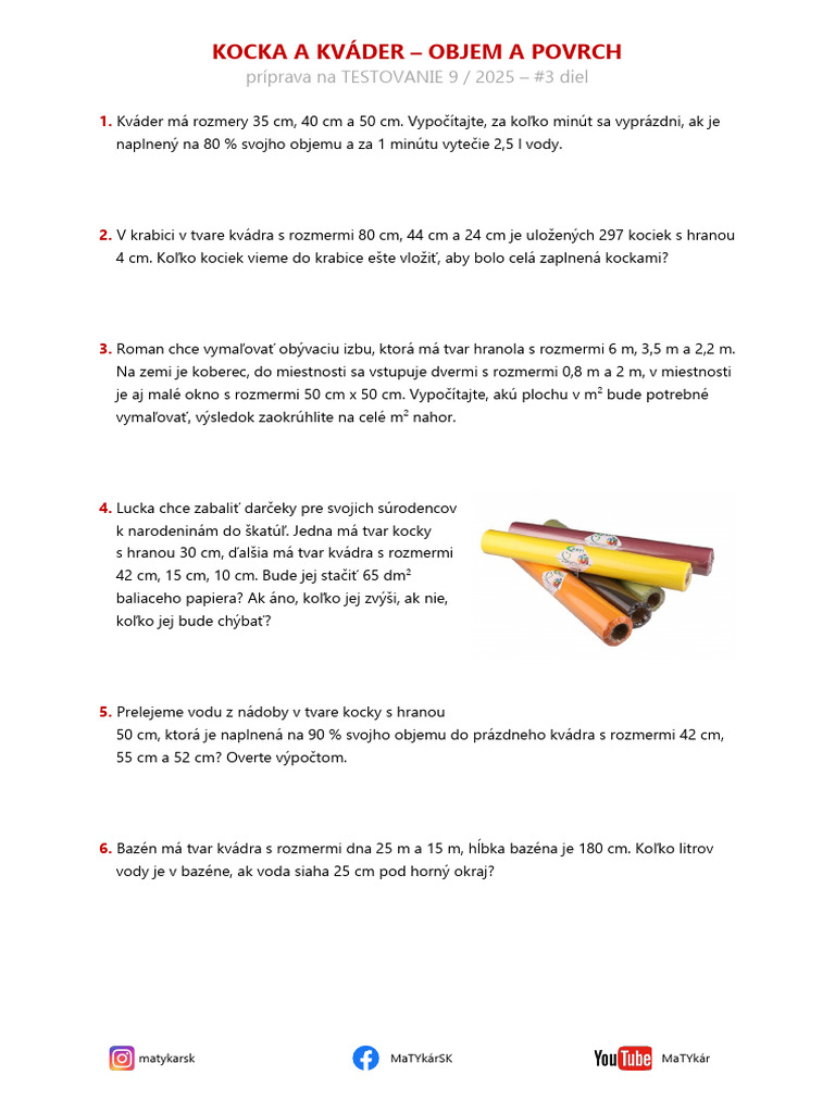 T9-2025 - Objem A Povrch Kocky A Kvádra | PDF