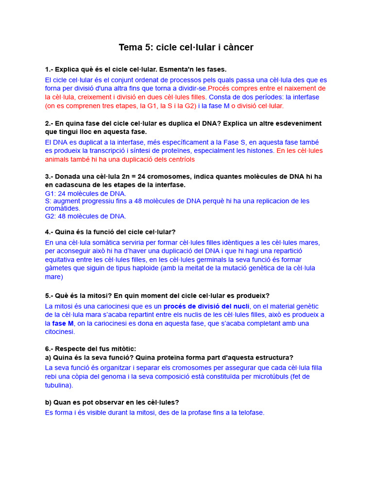 Tema 5 Cicle Cel Lular I Càncer | PDF