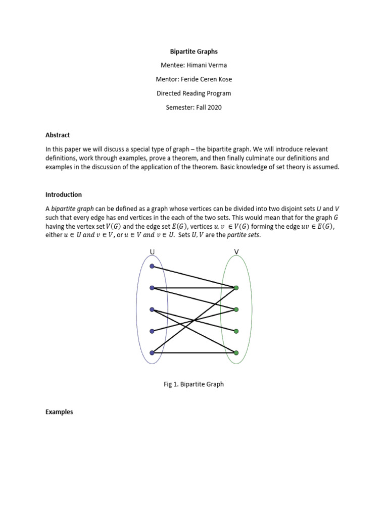 Bipartite Graphs - Himani Verma | PDF | Mathematical Concepts | Theoretical Computer Science