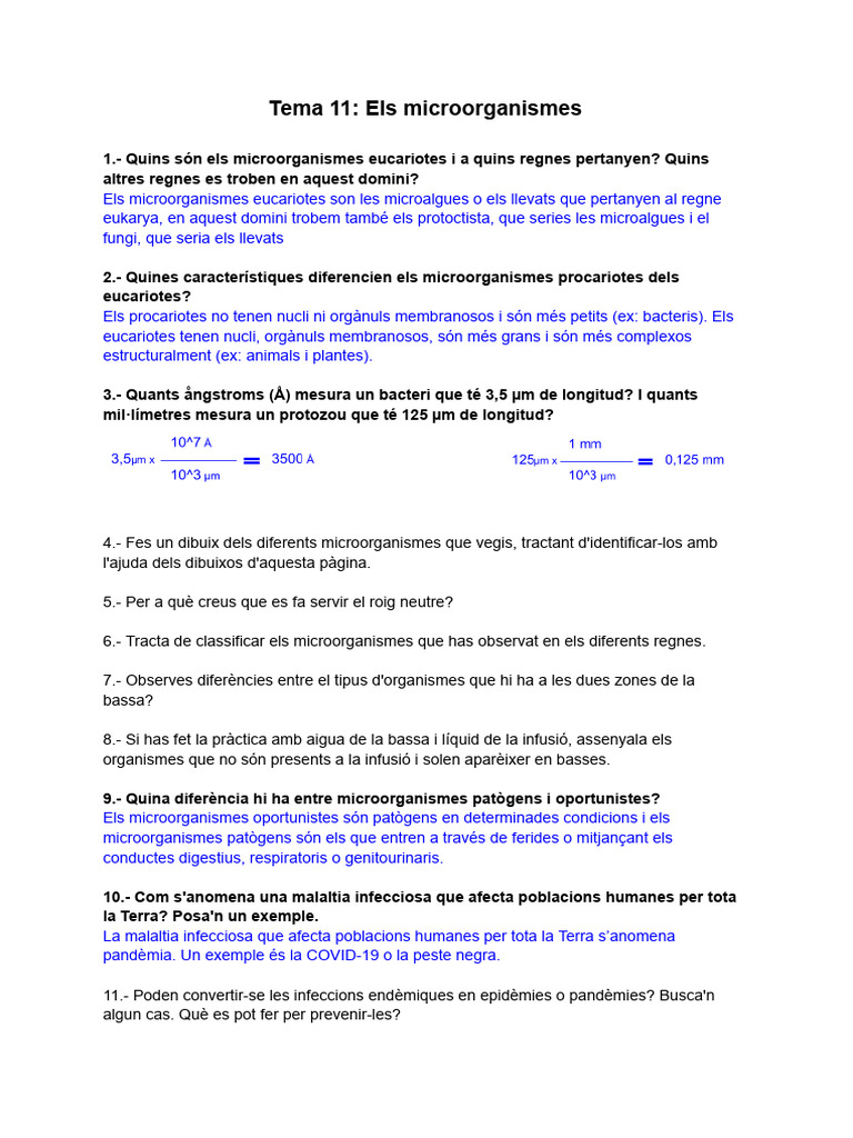 Tema 11 Els Microorganismes | PDF