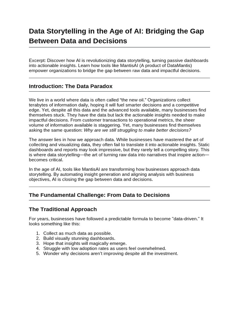 Data Storytelling in The Age of AI - Bridging The Gap Between Data and Decisions | PDF ...