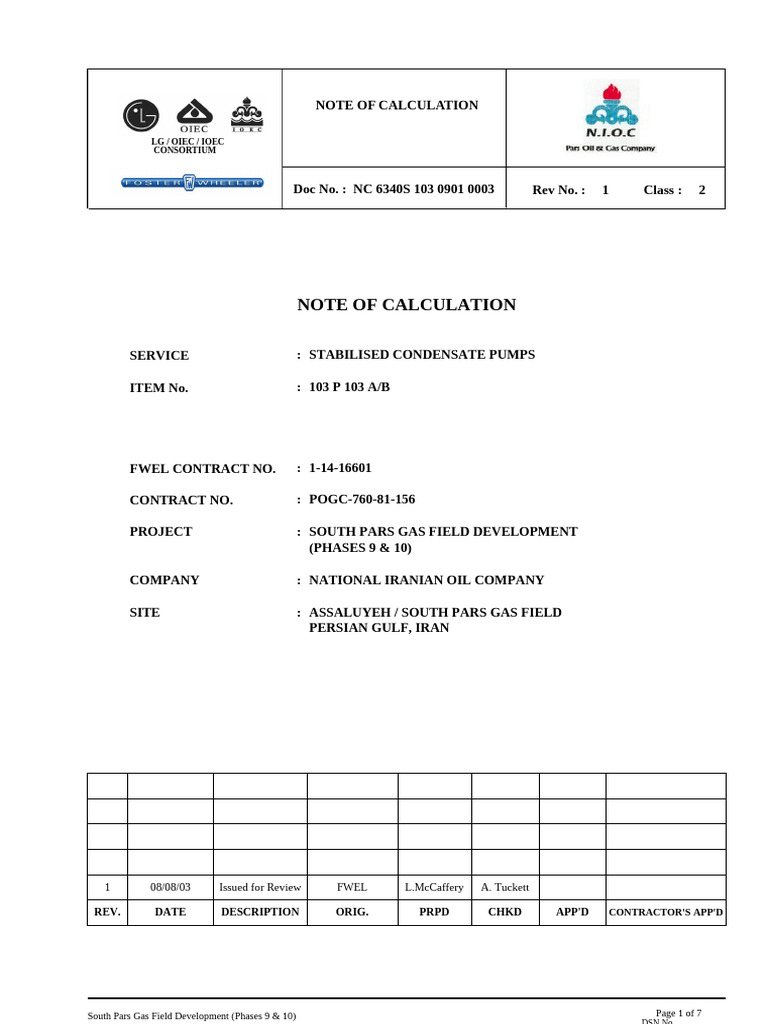 Calculation Note - Pump Rev 2 | PDF | Pump | Liquids
