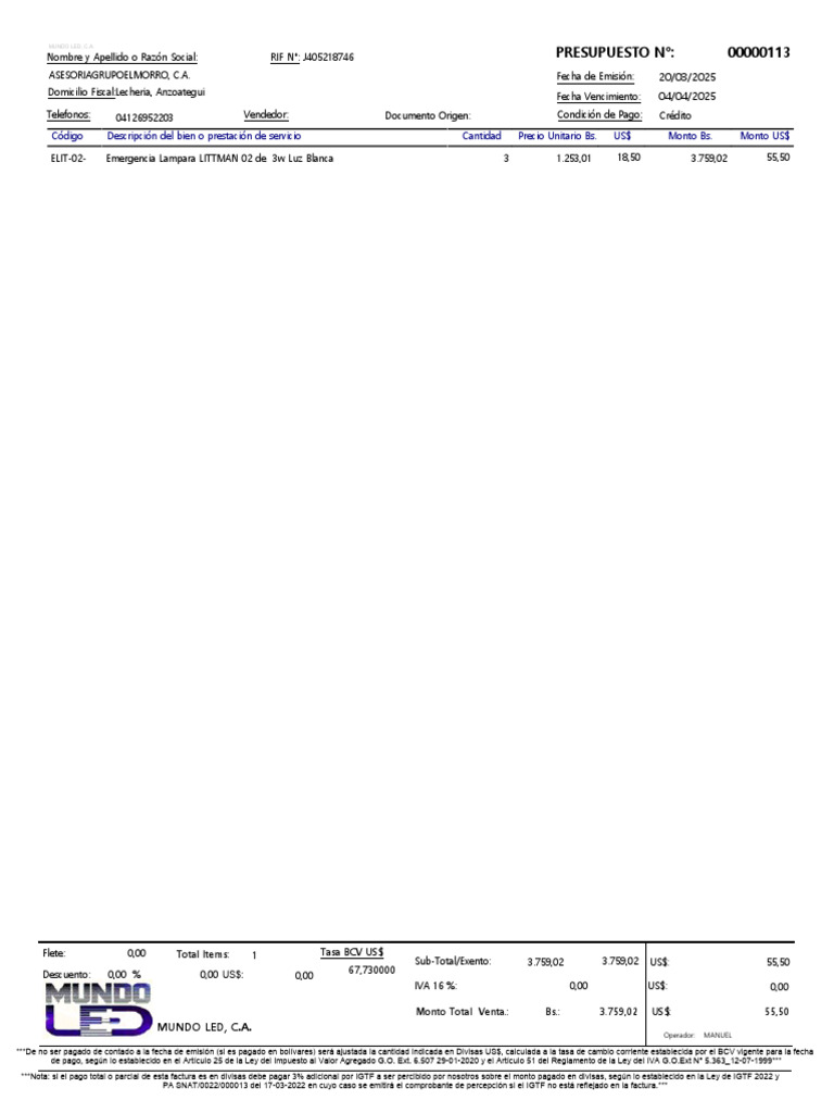 Coti | PDF | Factura | Impuesto al valor agregado