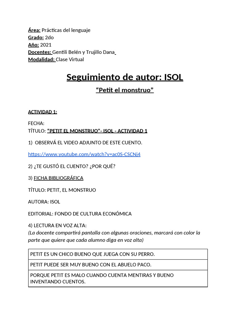 Plani ISOL - Petit El Monstruo | PDF