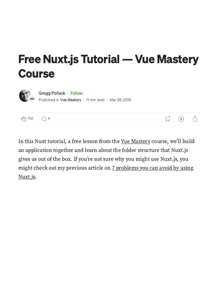 Free Nuxt - Js Tutorial - Vue Mastery Course | PDF | Web Development | Computing