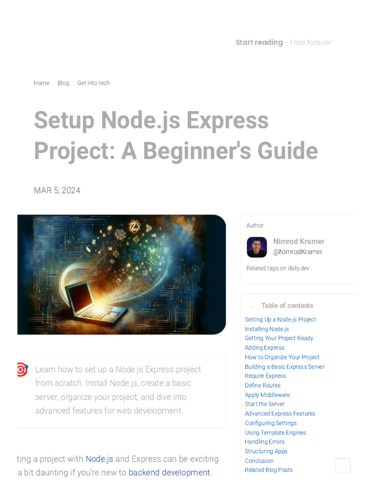 Setup Node - Js Express Project - A Beginner's Guide | PDF | Web Server | Internet & Web