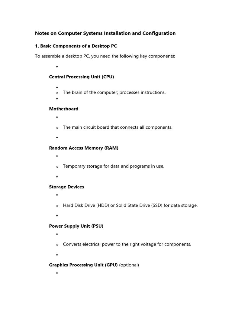 Computer Systems Installation and Configuration | PDF | Usb | Personal Computers
